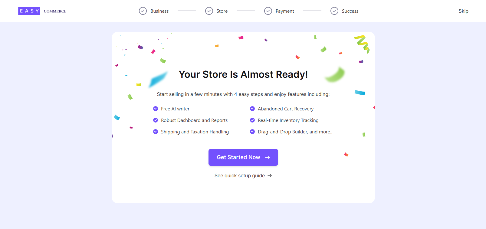 Setup Wizard – EasyCommerce